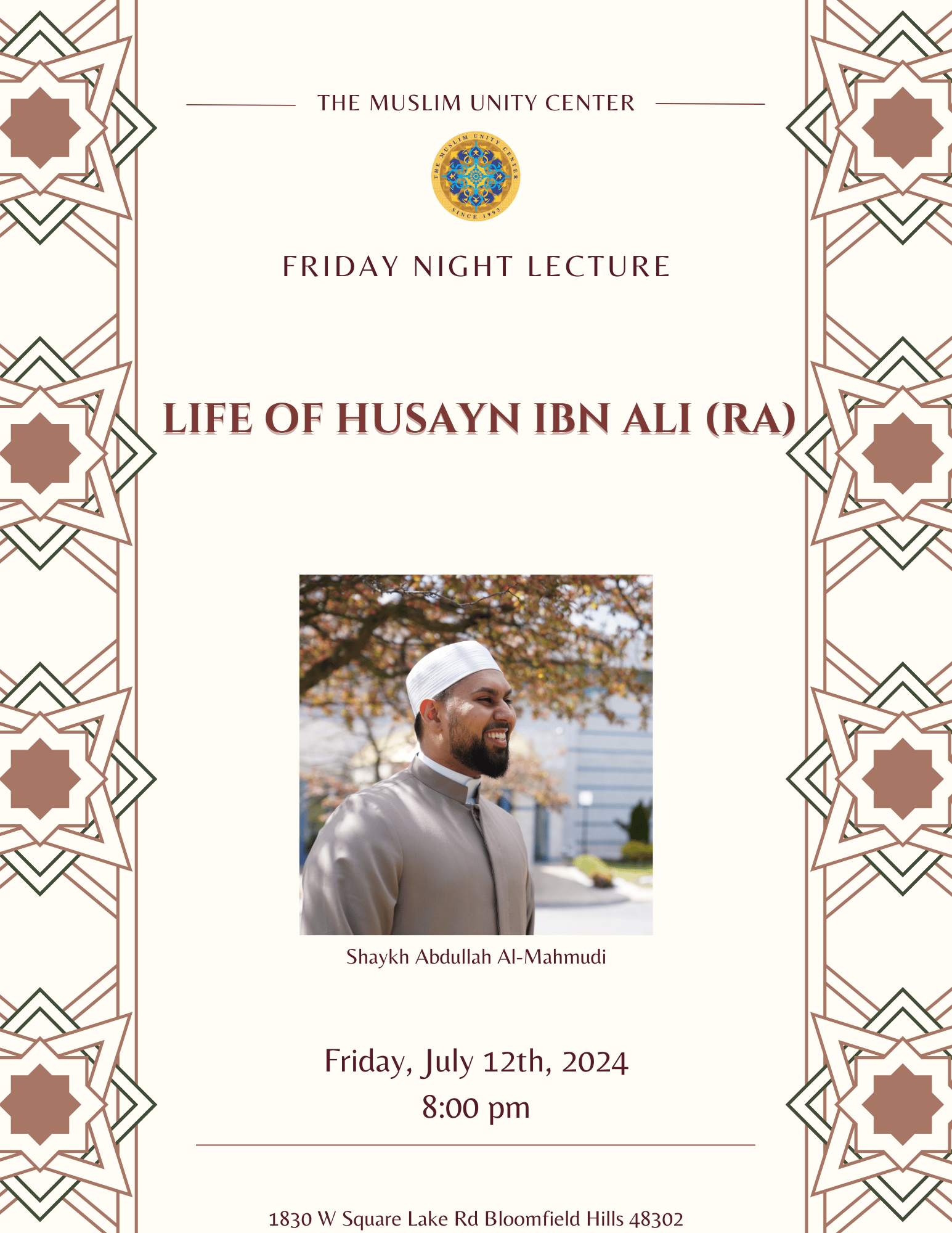 Friday Night Lecture – Muslim Unity Center